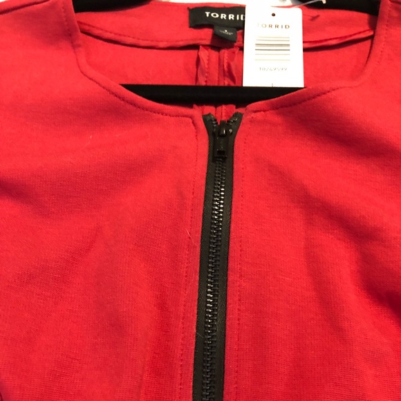 torrid | Jackets & Coats | Torrid Collarless Plus Size Red Peplum ...